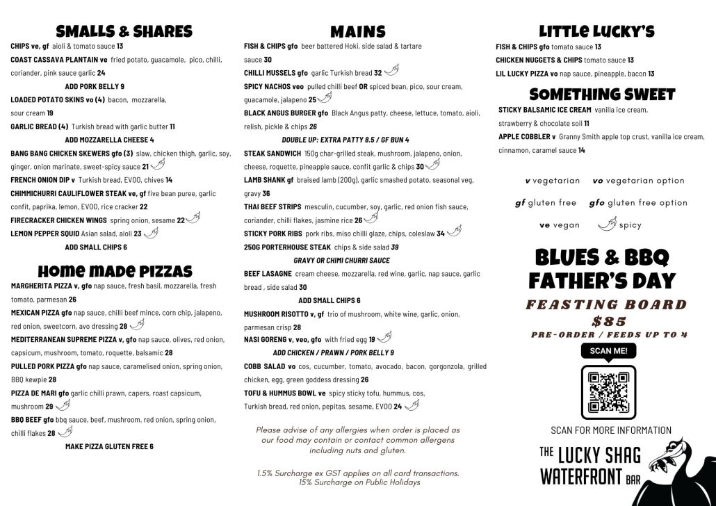 Food Menu_2024 - The Lucky Shag Waterfront Bar